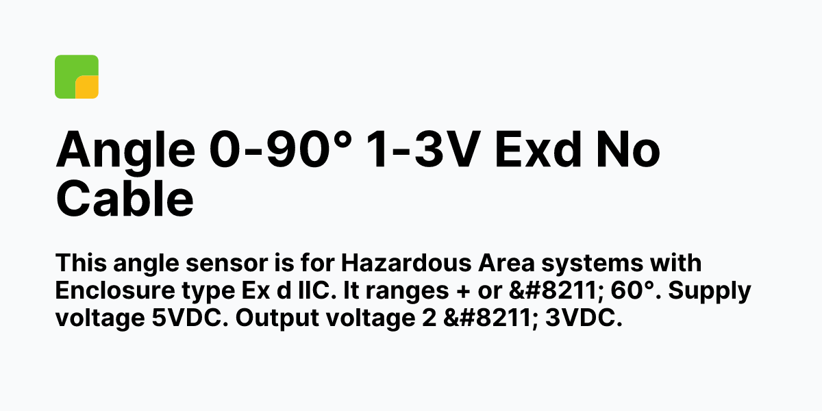 Angle 0-90° 1-3V Exd No Cable | Robway
