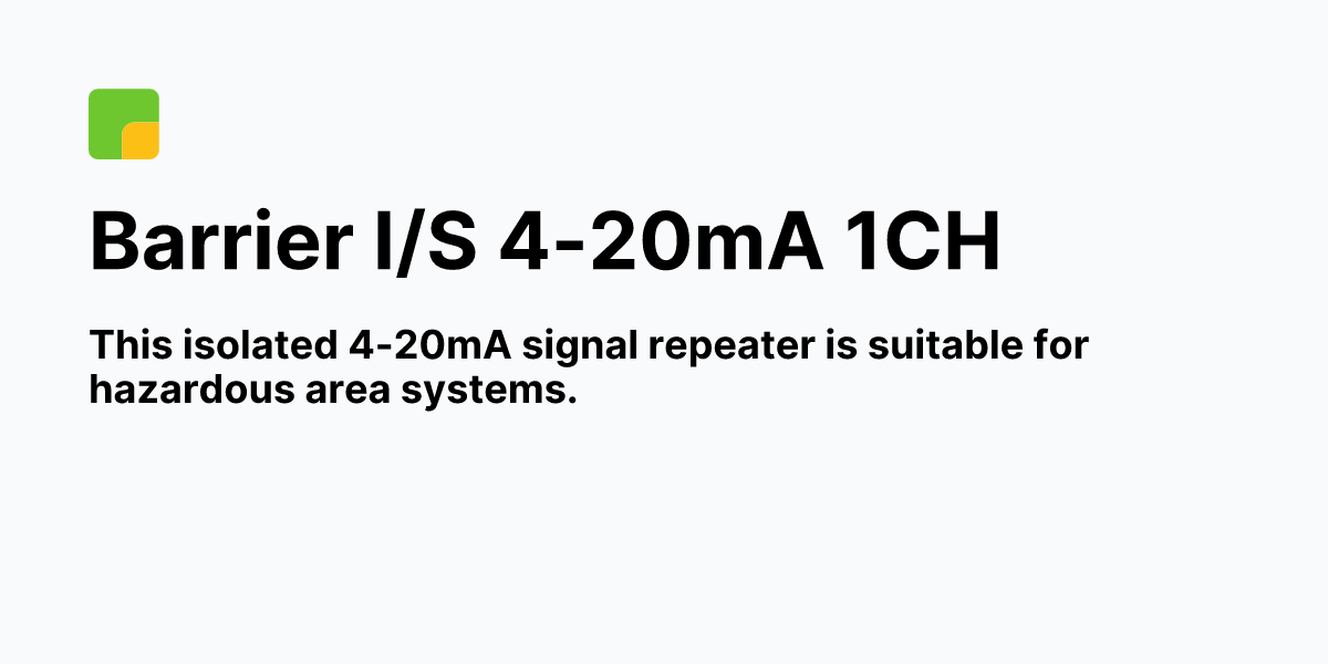 Barrier I/S 4-20mA 1CH | Robway