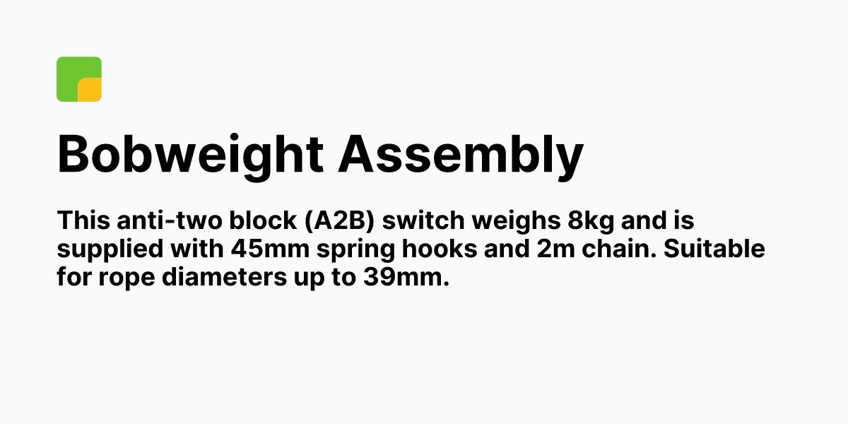 Bobweight Assembly | Robway
