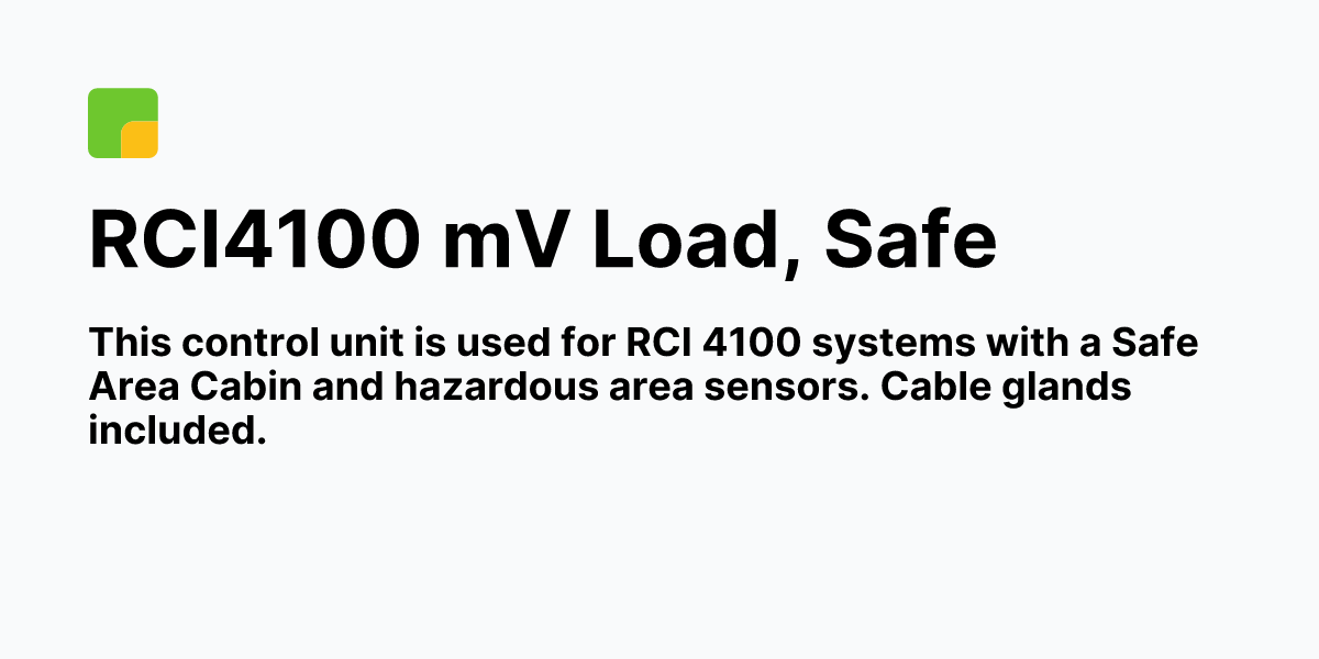 RCI4100 mV Load, Safe | Robway