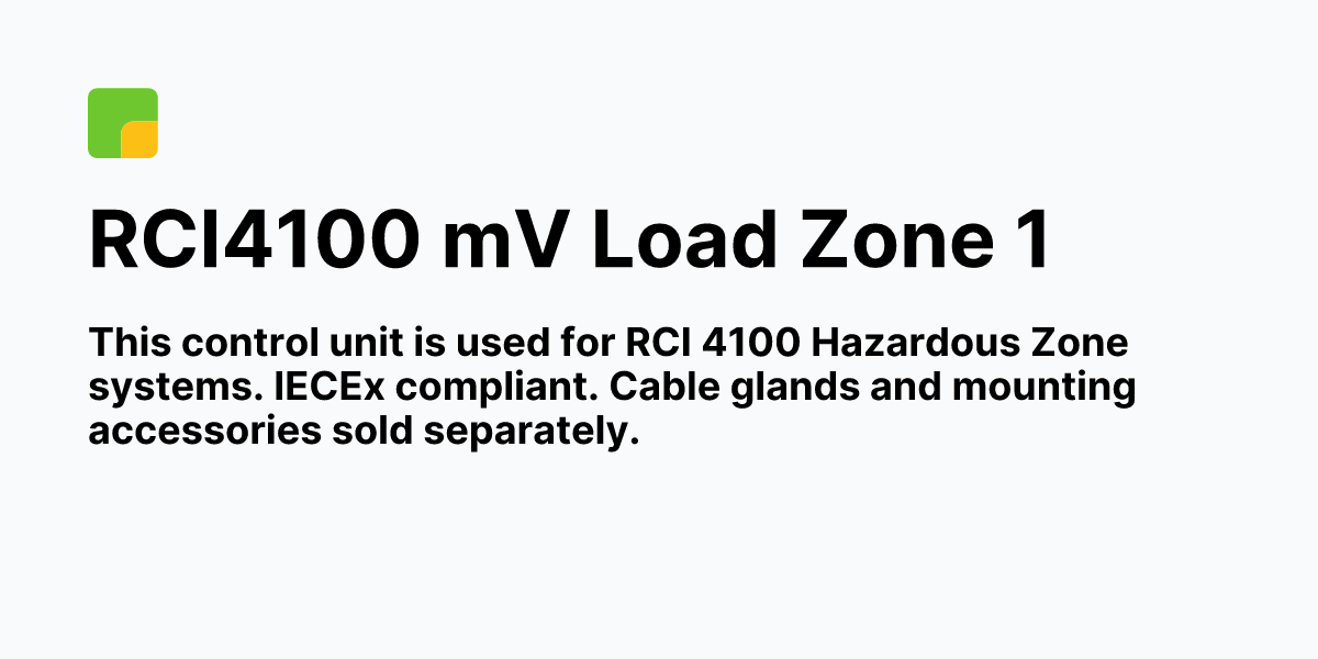 RCI4100 mV Load Zone 1 | Robway